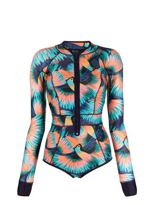 DUSKII Tucan-print Zip-up Surf Suit - Multicolour