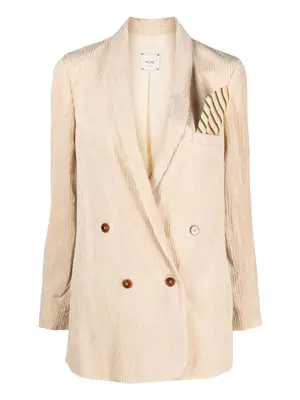 ALYSI Double-breasted Corduroy Blazer - Neutrals