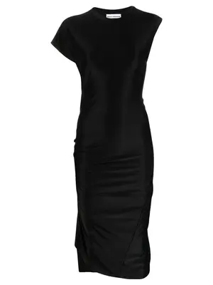 Rabanne Asymmetric Draped Midi Dress - Black