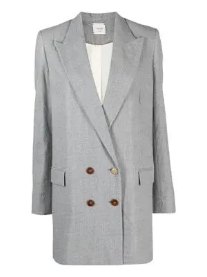 ALYSI Double-breasted Virgin Wool Coat - Grey