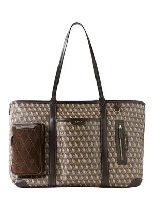 ANYA HINDMARCH In-flight Leather And Suede-trimmed Coated-canvas Tote - Brown
