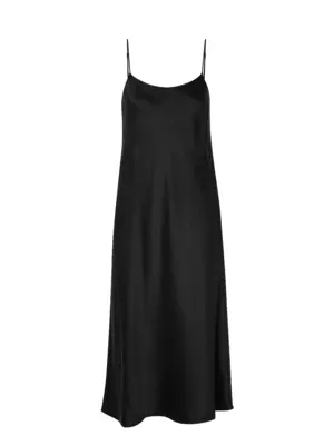 Vince Hammered Satin Slip Dress - Black