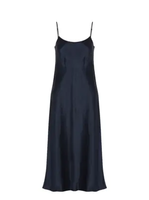 Vince Hammered Satin Slip Dress - Navy