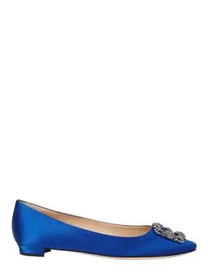 Manolo Blahnik Hangisi Silk-satin Flats - Blue