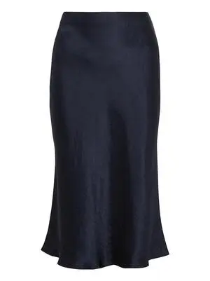 Vince Hammered Satin Midi Skirt - Navy