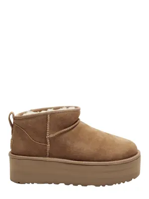 UGG Classic Ultra Mini Suede Flatform Boots - Tan