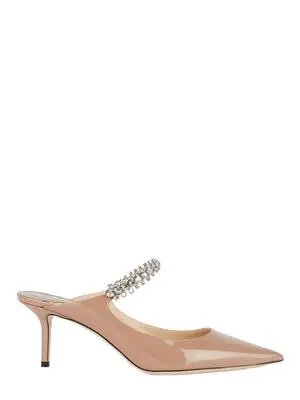 JIMMY CHOO Bing 65 Embellished Leather Mules Nude