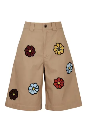 Moncler 1 Jw Anderson Floral Cotton Shorts - Beige