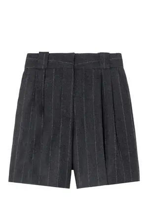 BLAZÉ MILANO Ferien Pinstriped Wool And Cashmere-blend Shorts - Gray