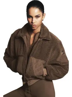 Alo Yoga Sherpa Edge Bomber Jacket - Java Brown