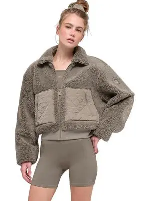 Alo Yoga Sherpa Edge Bomber Jacket - Light Cocoa