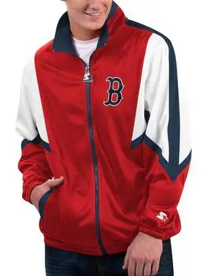 STARTER Boston Sox Lead Runner Full-zip Jacket - Red