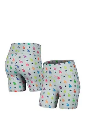 Terez Los Angeles Dodgers Rainbow Logo High-waisted Shorts - Gray