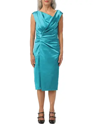 Talbot Runhof Draped Dress - Petroleum Blue