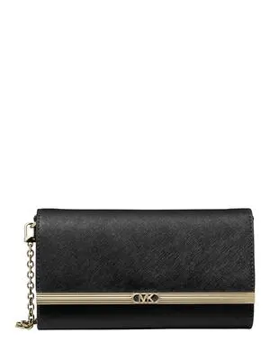Michael Kors Leather Clutch Bag With Chain Strap - Black