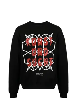 44 LABEL GROUP Graphic Print Cotton Sweatshirt - Black