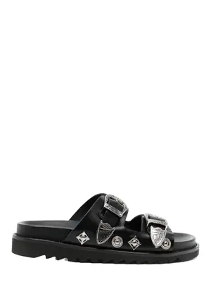 Toga Stud-embellished Leather Sandals - Black