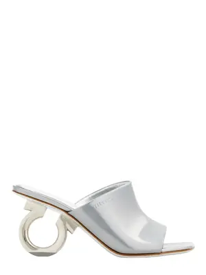 FERRAGAMO Elina 70mm Patent Leather Sandals - Silver