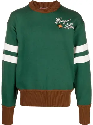 Kenzo Logo-embroidered Wool-blend Jumper - Green