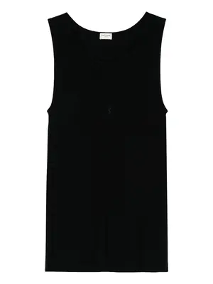 Saint Laurent Logo-embroidered Wool Tank Top - Black