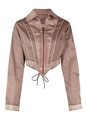 JEAN PAUL GAULTIER Cropped Corset-style Jacket - Brown