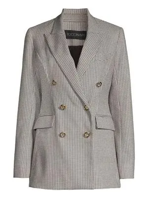 TOCCIN Mia Double-breasted Houndstooth Blazer - Multi