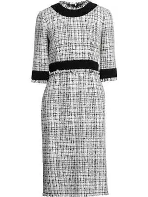 Dolce & Gabbana Multicolor Tweed Midi Dress - White