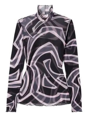 Emilio Pucci Printed Tulle Turtleneck Top - Multi