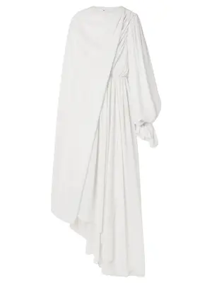 Balenciaga Asymmetric Draped Cape-effect Dress - White
