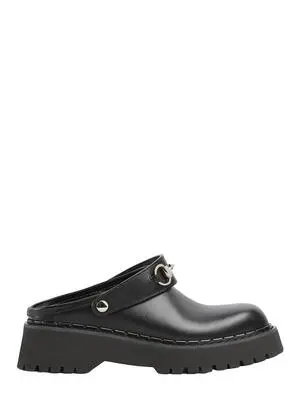 Gucci Leather Mule With Horsebit - Black
