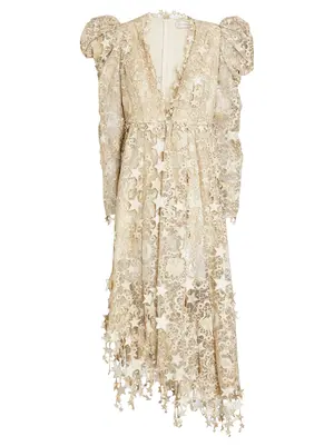 Zimmermann Embellished Tulle Midi Dress - Gold
