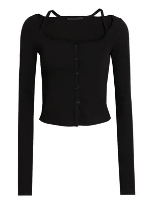 Helmut Lang Helmut Lang Cutout Ribbed-Knit Cardigan Black