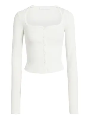 Helmut Lang Helmut Lang Cutout Ribbed-Knit Cardigan Off-white