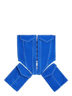 DION LEE Strapless Cropped Denim Top - Bright Blue