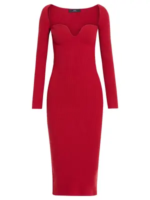 Arch4 Coco Ribbed Cashmere Midi Dress - Crimson