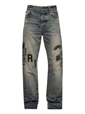 Amiri Logo-patch Distressed Jeans - Blue