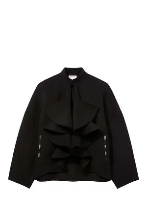 Emilio Pucci Ruffled-placket Wool Jacket - Black