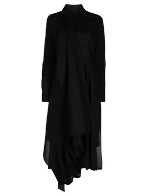Yohji Yamamoto Muslin Draped Midi Dress - Black