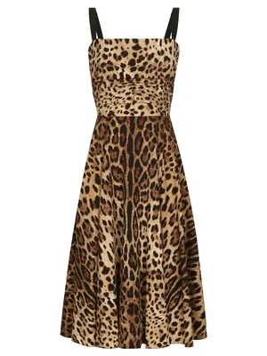Dolce & Gabbana Leopard-print Midi Dress - Brown