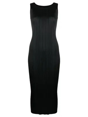 Issey Miyake Pleated Sleeveless Dress - Black