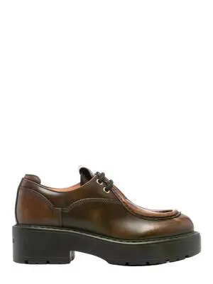 Miu Miu Logo-patch Leather Loafers - Brown