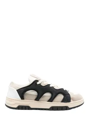 SANTHA Two-tone Panelled Suede Sneakers - Neutrals
