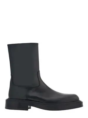 FERRAGAMO Panelled Patent-leather Ankle Boots - Black