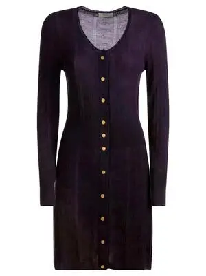 Bally Long-sleeve Knitted Wool Dress - Purple