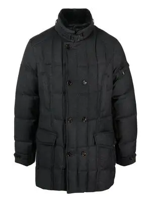 MOORER Funnel-neck Padded Coat - Grey