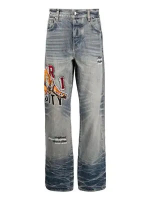 Amiri Varsity Tiger Straight-leg Jeans - Blue