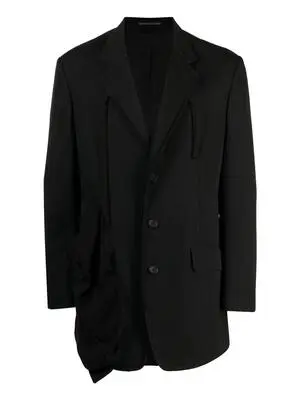 Yohji Yamamoto Notched-lapels Wool Blazer - Black