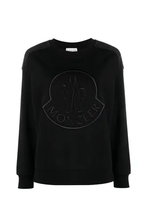 Moncler Logo-embroidered Cotton-blend Sweatshirt - Black