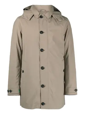 SAVE THE DUCK Single-breasted Hooded Coat - Neutrals