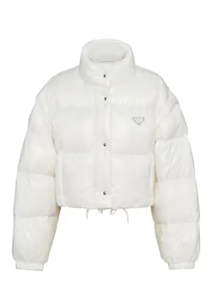 Prada Re-nylon Cropped Convertible Down Jacket - White